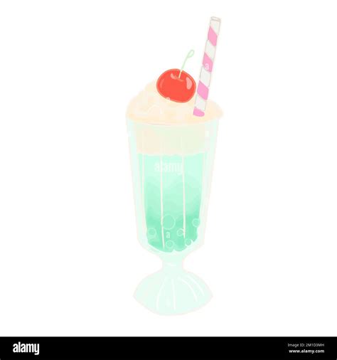 Hand Drawn Cute Isolated Clip Art Illustration Of Green Cream Soda