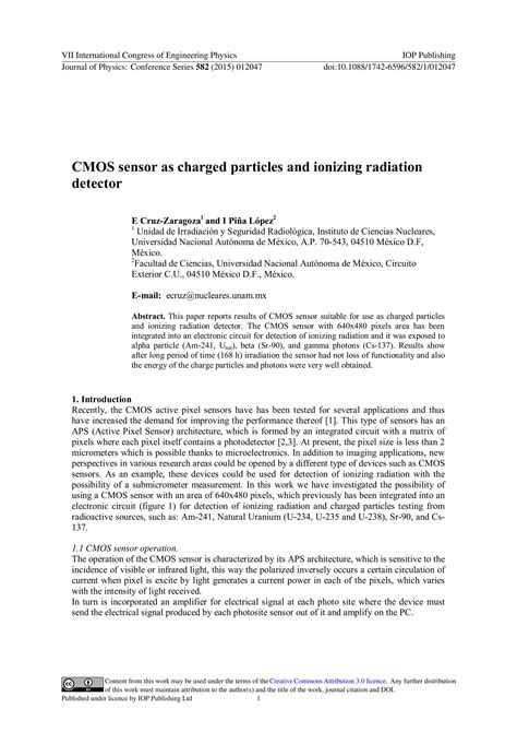 Cmos Sensor As Charged Particles And Ionizing Radiation Detector Pdf