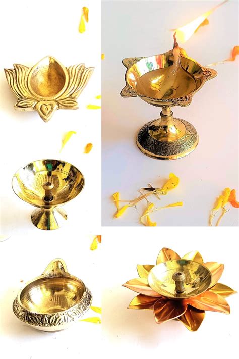Brass Deepak For Pooja Oil Lamp Mandir Temple Decor Pack Of 10 Etsy