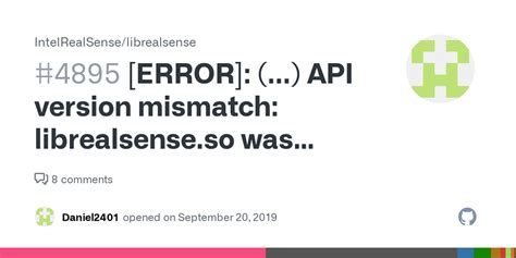 ERROR API Version Mismatch Librealsense So Was Compiled With API Version 2 28 0 But