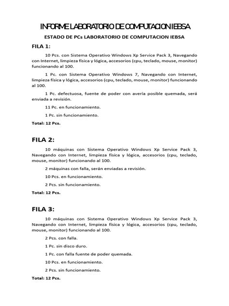 Informe Laboratorio De Computacion Iebsa Pdf