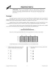 ACT Science Practice Test A Pdf PRACTICE TEST A DIRECTIONS There Are Seven Passages In This