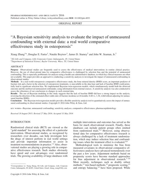 Pdf “a Bayesian Sensitivity Analysis To Evaluate The Impact Of