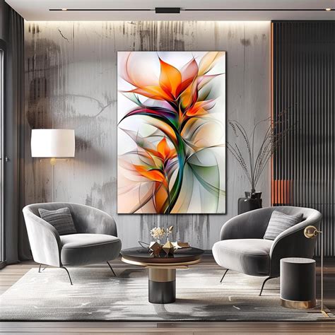 Vibrant Floral Tempered Glass Wall Art Abstract Flower Print Luxury