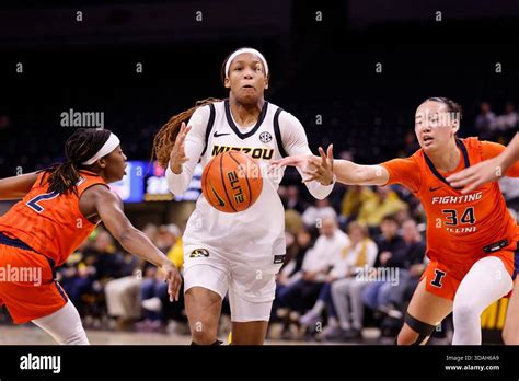 Missouri Guard Jayla Smith Center Loses The Ball As Illinois Guards