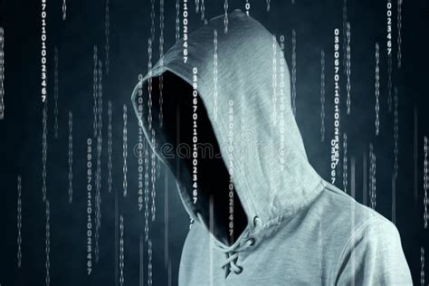 Hacker Isloated On Black With Binary Codes On Background Stock Image
