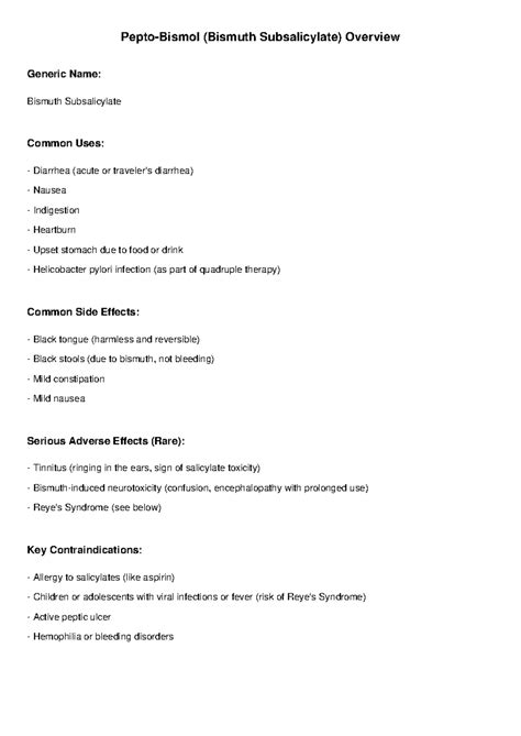 Phar 101 Pepto Bismol Bismuth Subsalicylate Overview And Usage Guide