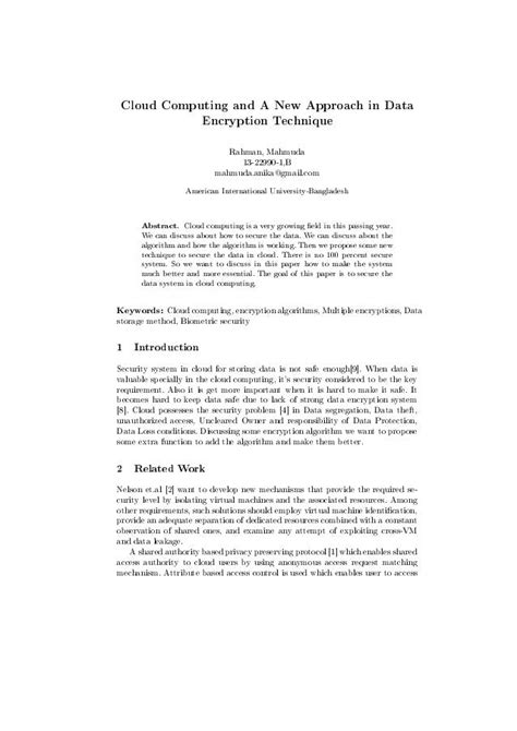 Cloud Computing And A New Approach In Data Encryption Technique