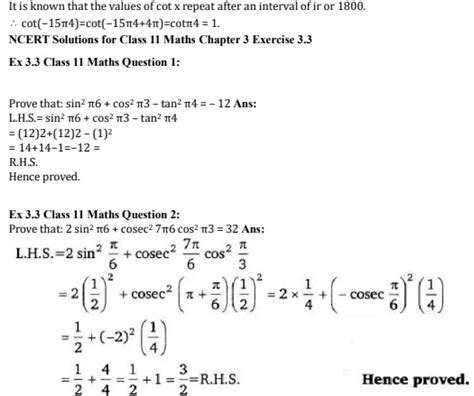 Ncert Solutions For Class 11 Maths Chapter 3 Trigonometric Functions