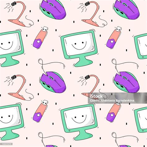 90년대 80년대 스타일의 모니터 마이크 마우스 및 플래시 드라이브를 갖춘 완벽한 패터노스터 Usb 메모리에 대한 스톡 벡터 아트 및 기타 이미지 Istock