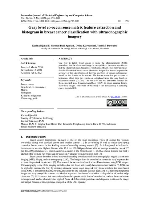 Pdf Gray Level Co Occurrence Matrix Feature Extraction And Histogram