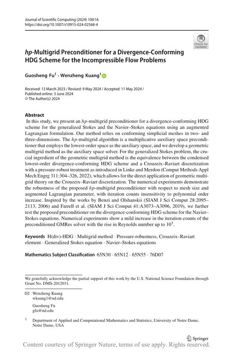 pdf hp multigrid preconditioner for a divergence conforming hdg