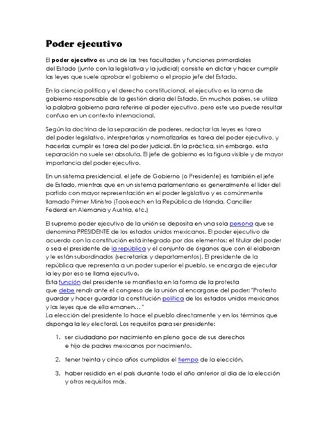 Poder Ejecutivo Pdf Ejecutivo Gobierno Presidentes De Los