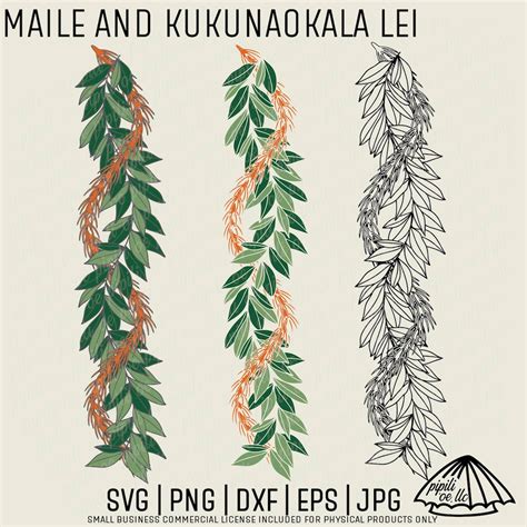 Maile And Kukunaokala Lei Section Svg Rays Of The Sun Lei Hawaiian
