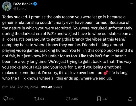 You Were Recruited Unfortunately During The Darkest Era Faze Banks