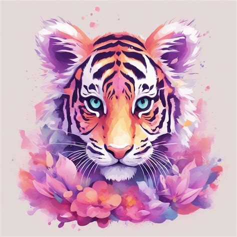 Premium Photo A Watercolor Style Pastel Color Beautiful Tiger With