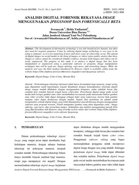 Analisis Digital Forensik Rekayasa Image Menggunakan Jpegsnoop Dan Forensically Beta Pdf