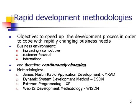 Chapter 23 Rapid Development Methodologies Rapid Development Methodologies