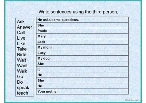 Present Simple Third Person S Es English Esl Powerpoints