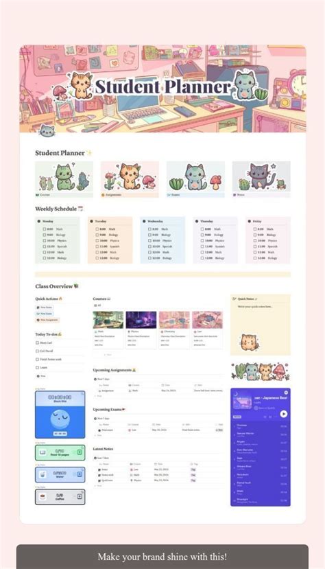 Study Notion Template Free Notion For Students Cute