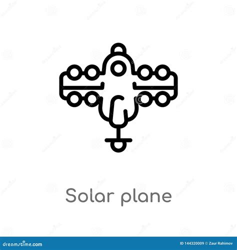 Outline Solar Plane Vector Icon Isolated Black Simple Line Element Illustration From Technology