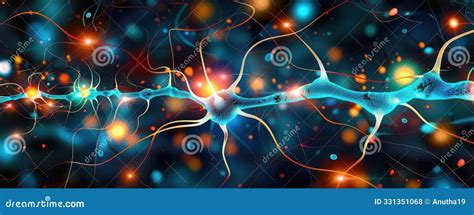 Colorful Neuron Network with Glowing Synapses, Abstract Depiction of ...