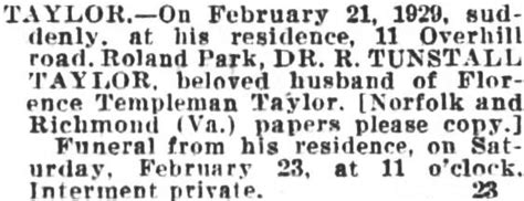 Dr Robert Tunstall Taylor 1867 1929 Find A Grave Memorial