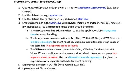 Problem 1 60 Points Simple Javafx App 1 Create A