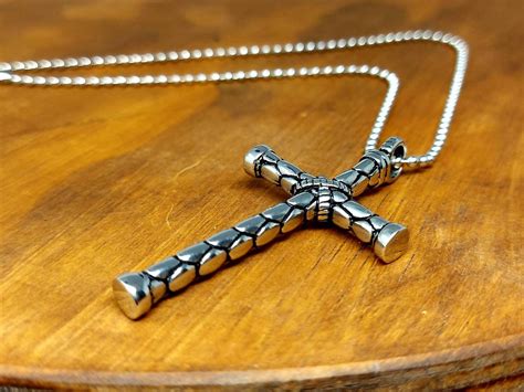 Mens Stainless Steel Cross Necklace Etsy