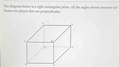 Solved The Diagram Below Is A Right Rectangular Prism All The Angles Shown Measure 90° Name