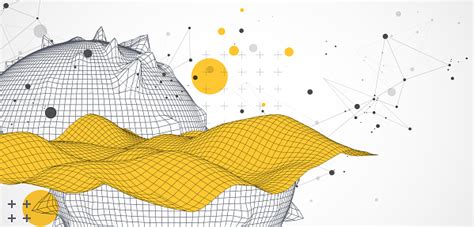 기술 스타일 배경에 연결된 선이 있는 구 테마입니다 와이어프레임 그림 추상적인 3d 그리드 디자인 0명에 대한 스톡 벡터 아트