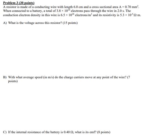 Solved Problem 3 30 Points A Resistor Is Made Of A Chegg Com