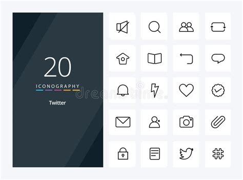 20 Twitter Outline Icon For Presentation Editorial Image Illustration Of Pack Sign 264529750