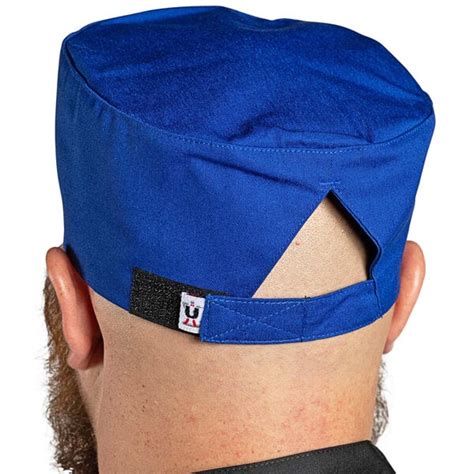 Uncommon Chef Royal Blue Customizable Chef Skull Cap Pill Box Hat With Hook And Loop Closure 0159
