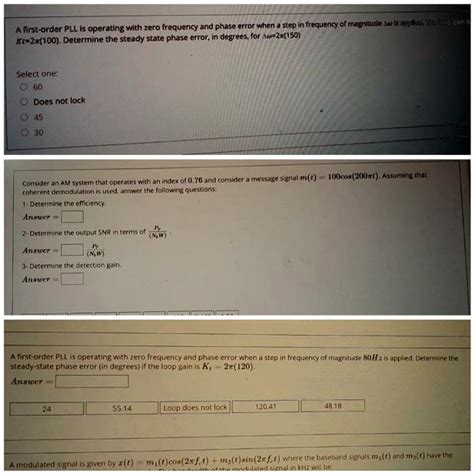 Solved A First Order Pll Is Operating With Zero Frequency And Phase Error When A Step In