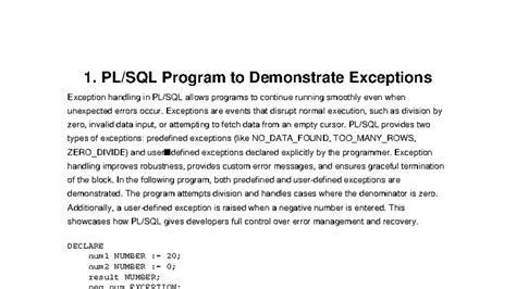 Plsql Detailed Answers Exception Handling Functions And Collections