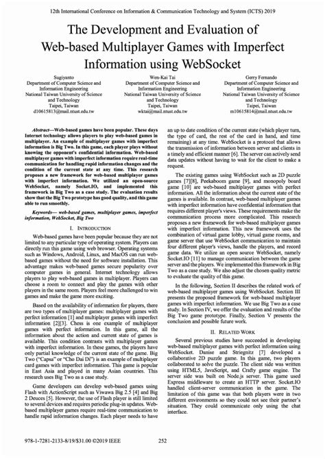 Pdf The Development And Evaluation Of Web Based Multiplayer Games With Imperfect Information