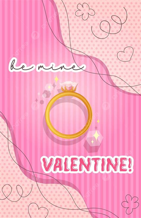 Poster For Valentines Day Be Mine Valentines Card With Shimmering Gold Ring Vector Design