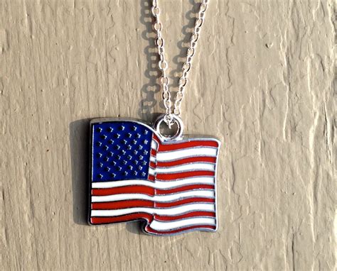 American Flag Necklace American Flag Pendants United States Flag Usa