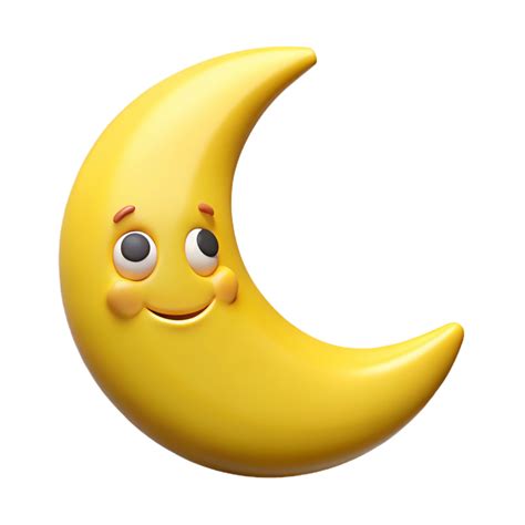 Serene Impressionist Smiling Crescent Moon Character With Pointed Tips Clean Lines Flat Yellow