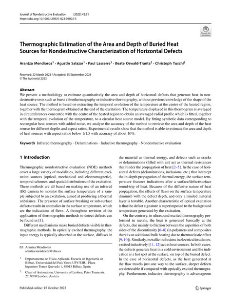 Pdf Thermographic Estimation Of The Area And Depth Of Buried Heat