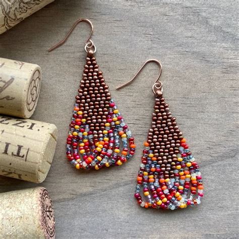 Beaded Boho Dangles Beaded Earrings Patterns Seed Bead Jewelry