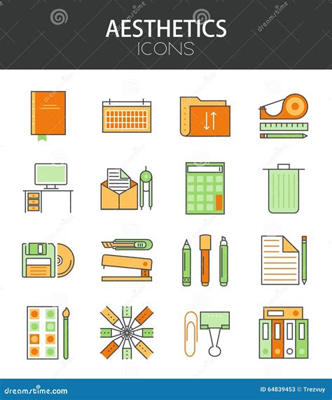 Vector Modern Thin Line Flat Design Of Icons Set Stock Vector