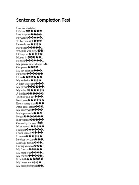 Sentence Completion Test 1 Pdf