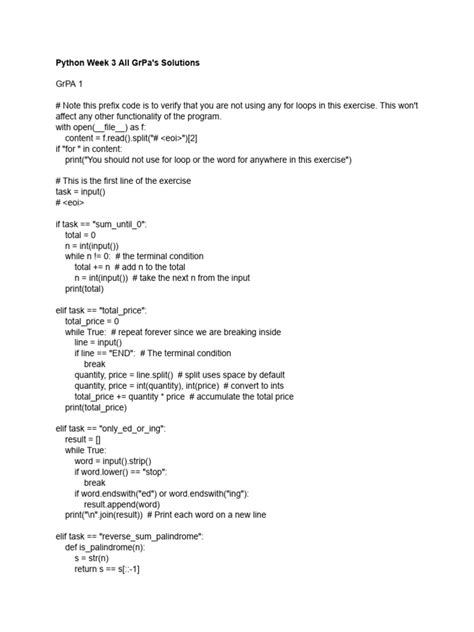 Python Week 3 All Grpas Solutions Pdf Control Flow Software