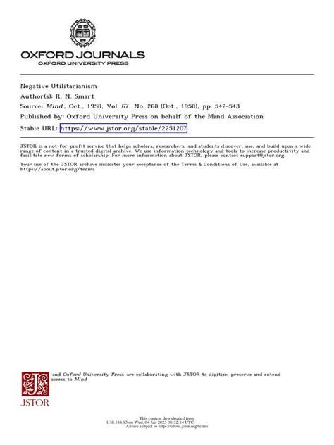 R N Smart Negative Utilitarianism Pdf Utilitarianism