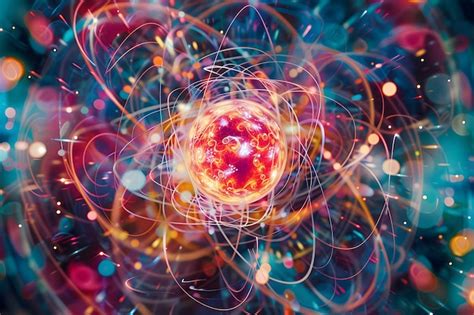 Vibrant Artistic Representation Of An Atom With Orbiting Electrons And