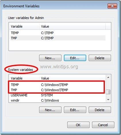 How To Change TEMP Folder And Allocate Free Space On Your System Disk Wintips Org Windows