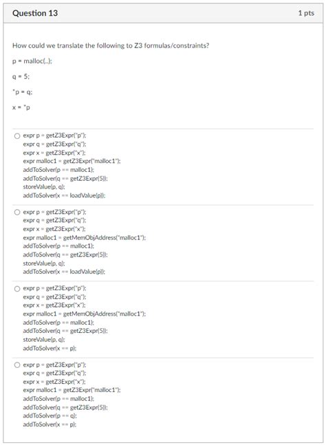 Solved This Quiz Focuses On Predicate Logic And Z3 Formulas