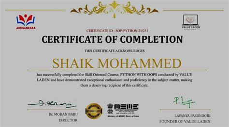 Mohammed Shaik On Linkedin Python Oops Certification